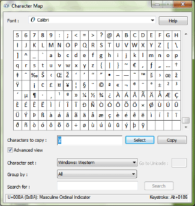 Windows Character Map